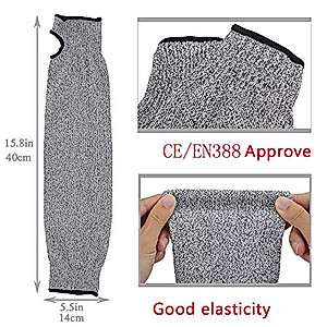 CAWANFLY Protective Arm Sleeves, Level 5 Protection Cut Resistant Sleeves with Thumb Hole (Grey)