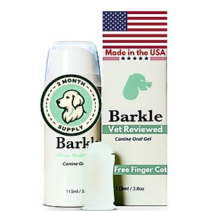 Barkle Dog Teeth Cleaning Gel | Best Dog Tooth Brushing Kit | Vet Reviewed to Eliminate Plaque, Tartar & Bad Breath | Toothpaste Replacement | Dog Breath Freshener | Free Finger Brush (Mint - 60 Days)