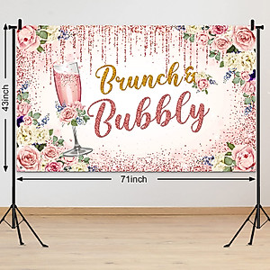 Tegeme Rose Gold Bridal Shower Brunch Backdrop Decoration 6 x 4 FT Bar Banner Pink Champagne Background for Wedding Bachelorette Birthday Party Supplies, Photo Booth Props Decor