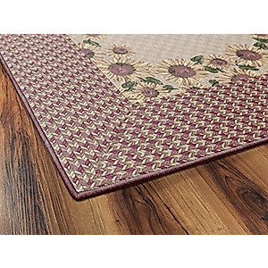 Brumlow MILLS Sunflower Braid Printed Pattern Rustic Floral Area Rug for Kitchen, Entryway, Bathroom Mat and Home Décor, 5' x 8', Sunset