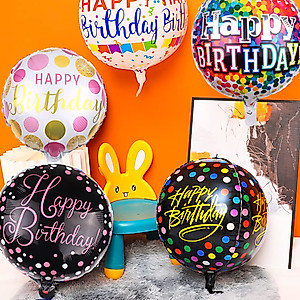 50 Pieces Happy Birthday Party Aluminum Foil Balloons 18" Foil Mylar Helium Balloon Round Inflatable Balloons for Birthday Parties Baby Shower Decorations Supplies
