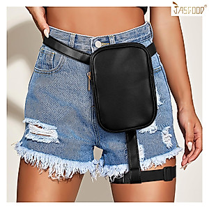 JASGOOD Thigh Harness Leg Bag Fanny Pack for Women Leg Purse Drop Leg Bag, A-Black