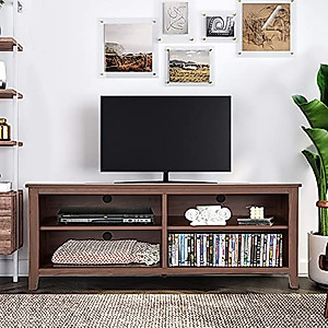 58'' Wood TV Stand TV Stand Fits 32-65 Inch Flat Screen TV Cabinet with 4-Shelf Storage Rolling Entertainment Center for Media Console Living Room Bedroom (Brown)