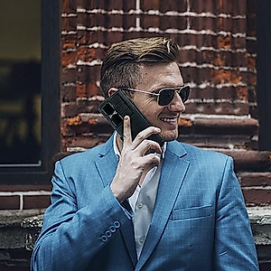 KUGEW for Samsung Galaxy Z Fold 5 Case with S Pen Holder & Camera Cover, Luxury Leather Wallet Phone Cover Built-in S Pen Slot Kickstand Function Card Holder Hinge Protection Shockproof (Black)