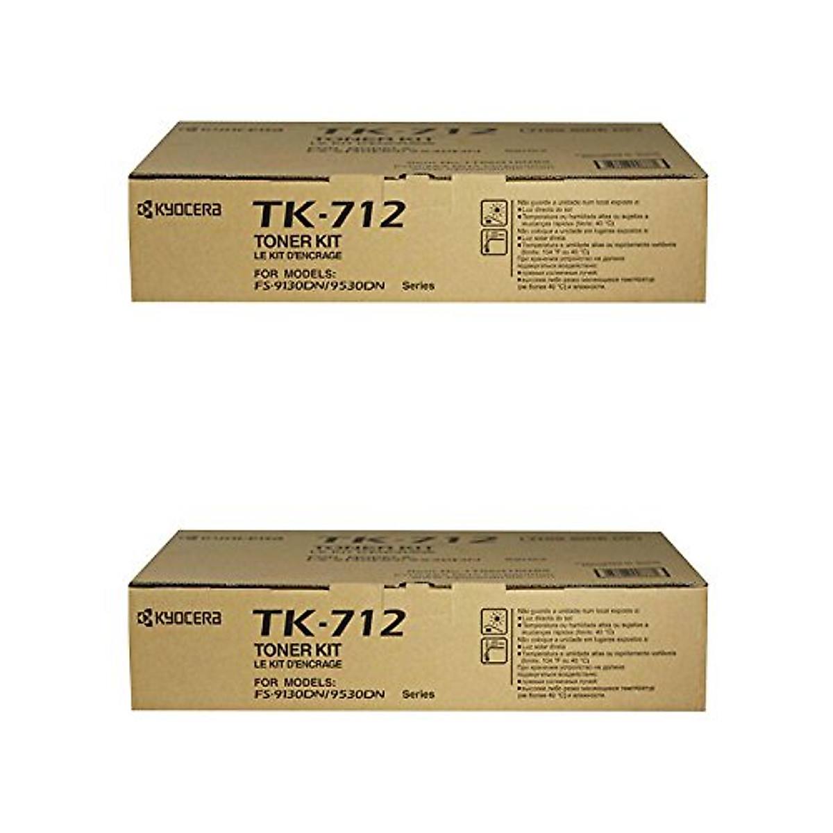 Kyocera TK-712 FS-9130 FS-9530 Toner Cartridge (Black, 2-Pack) in Retail Packaging