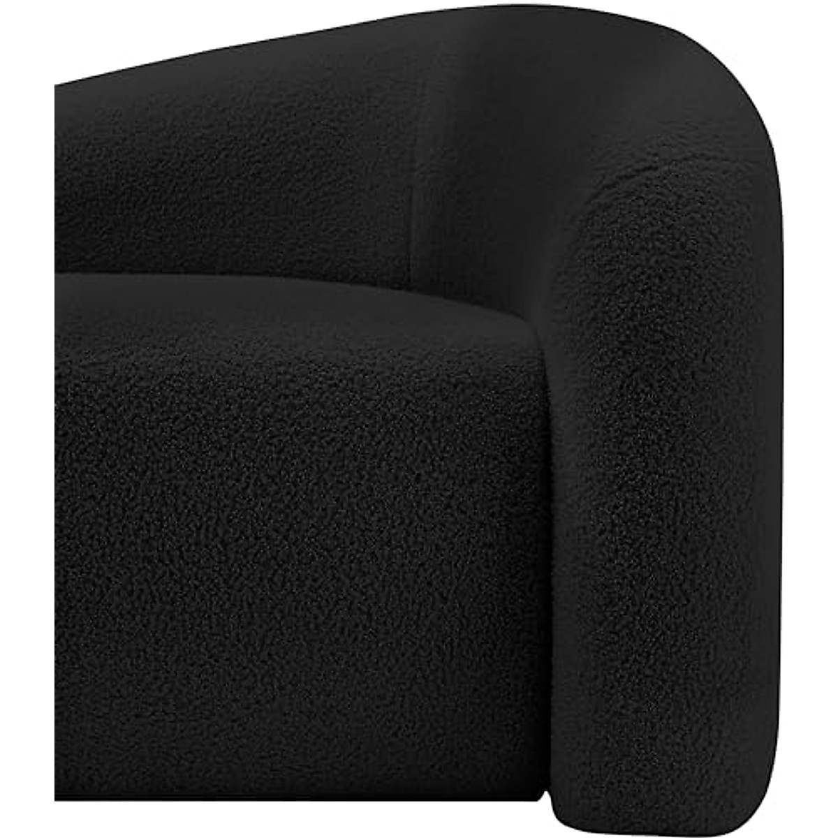Meridian Furniture 186Black-S Kali Collection Modern | Contemporary Sofa with Soft Black Faux Shearling Teddy Fabric, Curved Back, 86" W x 33" D x 27" H, Black