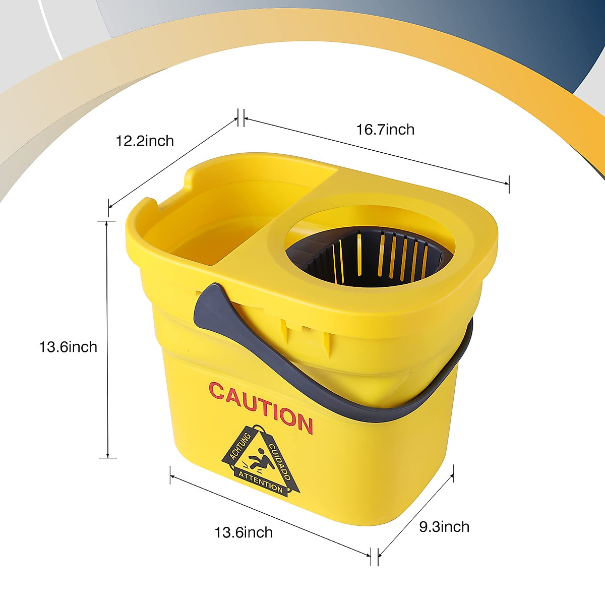 Yocada Commercial Mop Bucket with Wringer Portable Collapsible Plastic Mop Bucket and Looped-End String Wet Mop Heavy Duty Cotton Mop Set Kit