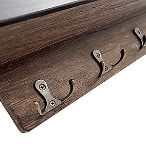 Ismosm Key Holder Mail Organizer Wall Mount Key and Mail Holder Key Rack with 4 Double Key Hooks Rustic Wall Decor for Entryway, Hallway, Kitchen, Living Room, Mudroom, Office (Brown)