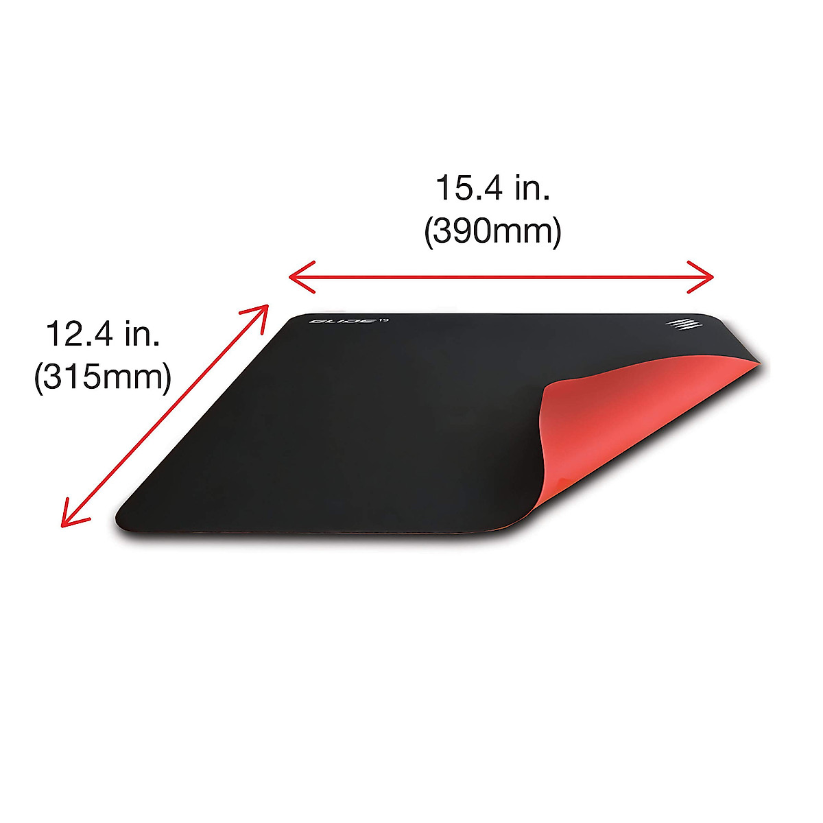 Mad Catz The Authentic G.L.I.D.E. 19 High Performance Gaming Mouse Pad Water Resistant Gaming Surface With Heat Bonded Edges And Non-Slip Silicone Base 12.4 x 15.4 in, Black