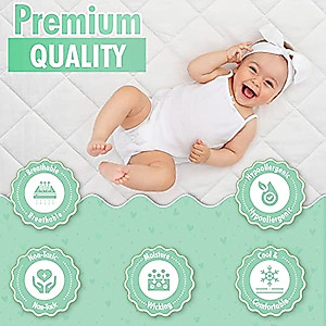 GOTS Certified Organic Cotton Waterproof Crib Mattress Protector ~ Non-Toxic ~ Hypoallergenic ~ Quilted and Cool Comfort ~ Safe and Snug Fit for Standard Size Crib Mattress