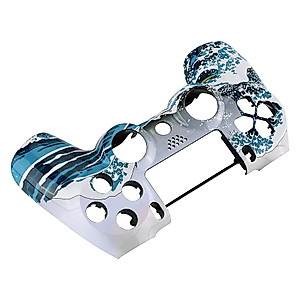 eXtremeRate The Great Wave Replacement Front Housing Shell Cover Compatible with ps4 Slim Pro Controller CUH-ZCT2 JDM-040/050/055 - Controller NOT Included