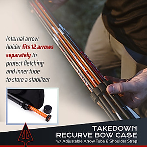 Southwest Archery Universal Takedown Recurve Bow Case | Fully padded foam case includes adjustable Arrow Tube and Large Outside Pocket for Accessories - Perfect for travel