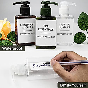 Courpal 204 Minimalist Bathroom Labels for Organizing, Preprinted Black Script Waterproof Labels, Bathroom Organization Labels for Storage Bins Containers and Jars