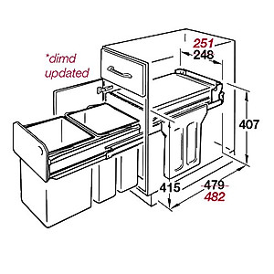 Hafele Trash Can Pull Out - Hailo Easy Cargo 30, 2 x 4 Gallons Capacity, 88 lbs Weight Capacity