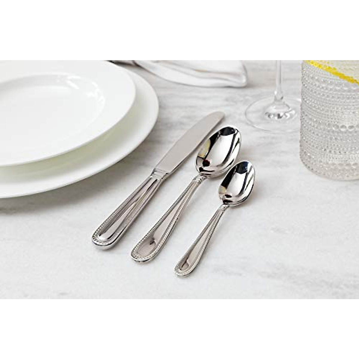 Fortessa Caviar 18/10 Stainless Steel Flatware, 5 Piece Place Setting, Service for 1