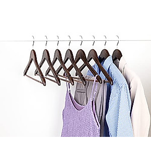 HUMIA Retro Wooden Suit Coat Hangers 30 Pack, Solid Wood Clothes Hangers with Non Slip Pants Bar, 360° Swivel Hook and Precisely Cut Notches for Jacket, Pant, Shirt, Dress (Retro,30)