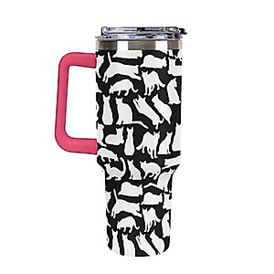 Cute Cats 40oz Water Bottle Double Wall Insulated Tumbler with Handle Leakproof Travel Mug Light Rose Red-style