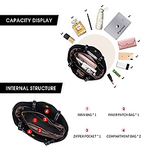 Cnoles Purses And Handbags for Women Tote Shoulder Satchel Crossbody Bags Leather Large Capacity Purse Designer Bucket Bag Black