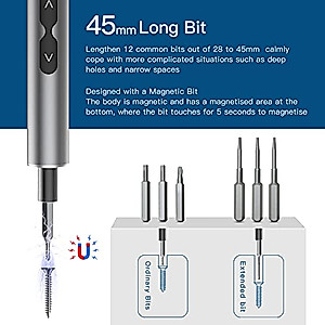 LIFEGOO Mini Electric Screwdriver, 62 in 1 Cordless Precision Power Screwdriver Set with 48 Bits, LED Lights Magnetic Mat, Rechargeable Repair Tool Kit for Phone Watch Camera Laptop PC