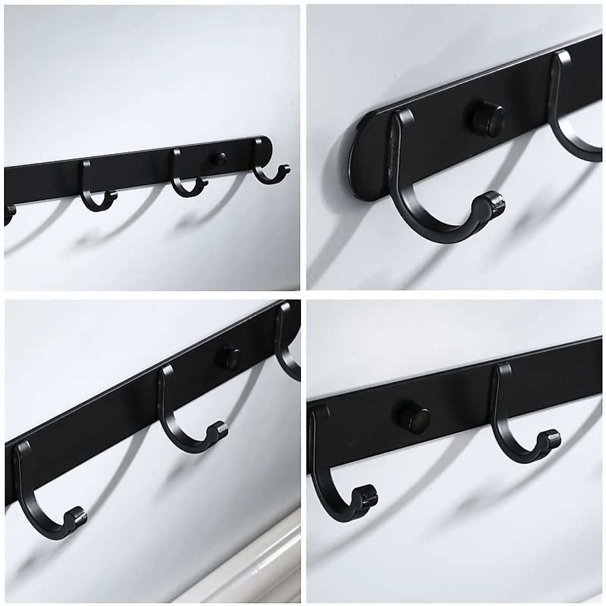 14 Inch Black Matte Bathroom Towel Hooks Mount Stainless Steel Heavy Duty Shower Wall Coat Rack Hooks Decorative Bath Hooks for Hangin,Hats Hook Kitchen Towel Wall Hook Rack for Hanging-5 Hooks