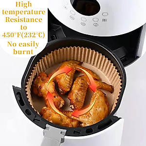 Air Fryer Parchment Paper, Non-stick Liners, Baking Paper for Air Fryer, Disposable Paper, Oil-proof, Water-proof（50PCS,7.9 Inches, Natural)