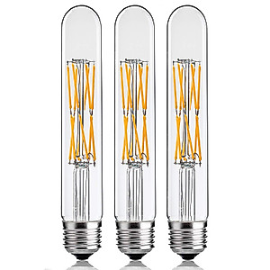 Leools T10 Led Bulbs,12W Dimmable Tubular Led Bulb,100 Watt Equivalent Edison Style Vintage LED Filament Light Bulb, E26 Long Tube Bulb,2700K Soft Warm White,7.3in(185mm),3-Pack.