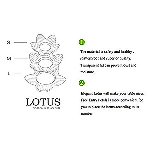 Bloss Lotus Cotton Swab Holder Cotton Swabs Bud Small QTips Box Toothpicks Container Flower Bathroom Decor - Black