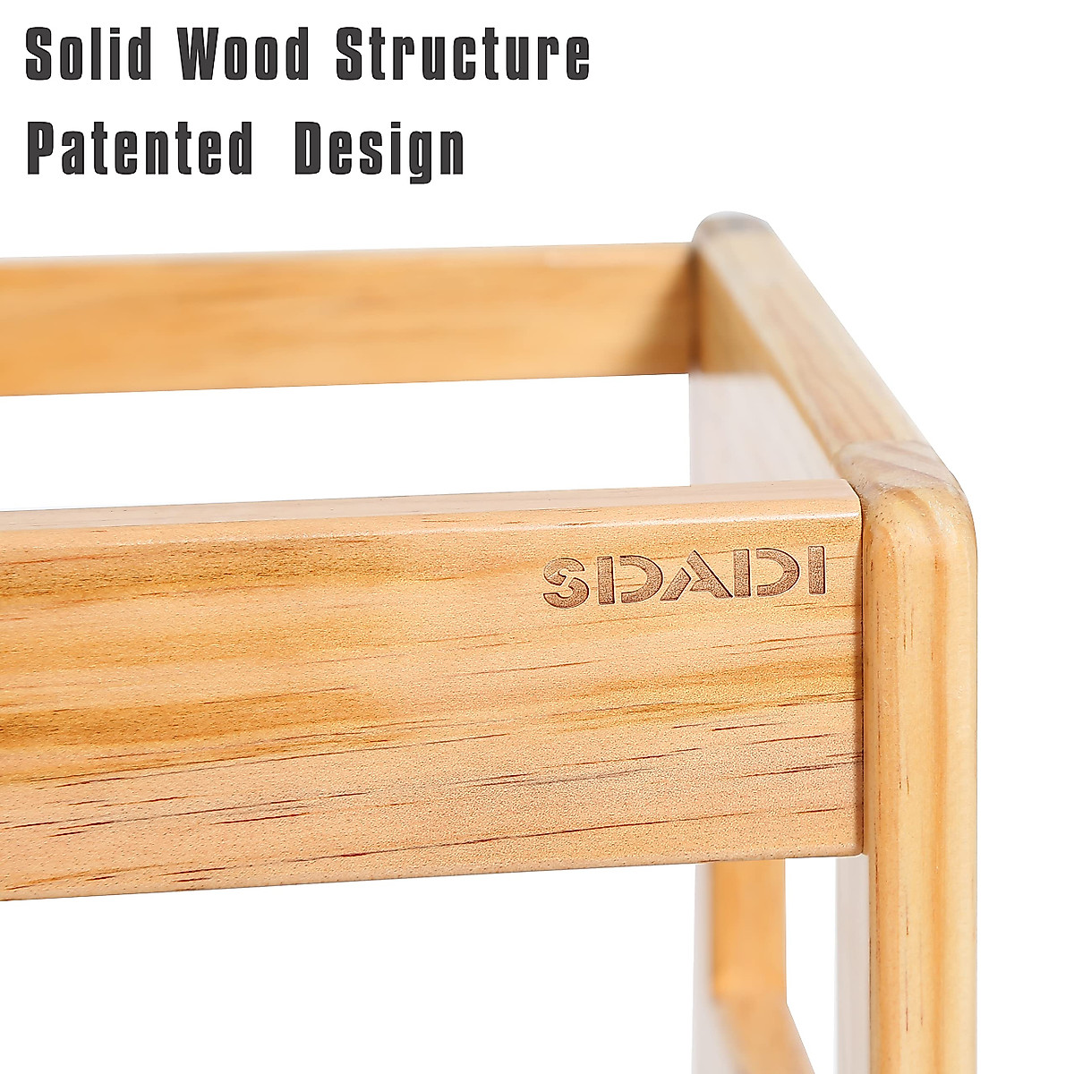 SDADI Kitchen Step Stool Tower for 2 Kids, Adjustable Height Double Learning Stool, Solid Wood Construction Toddler Tower (Natural)