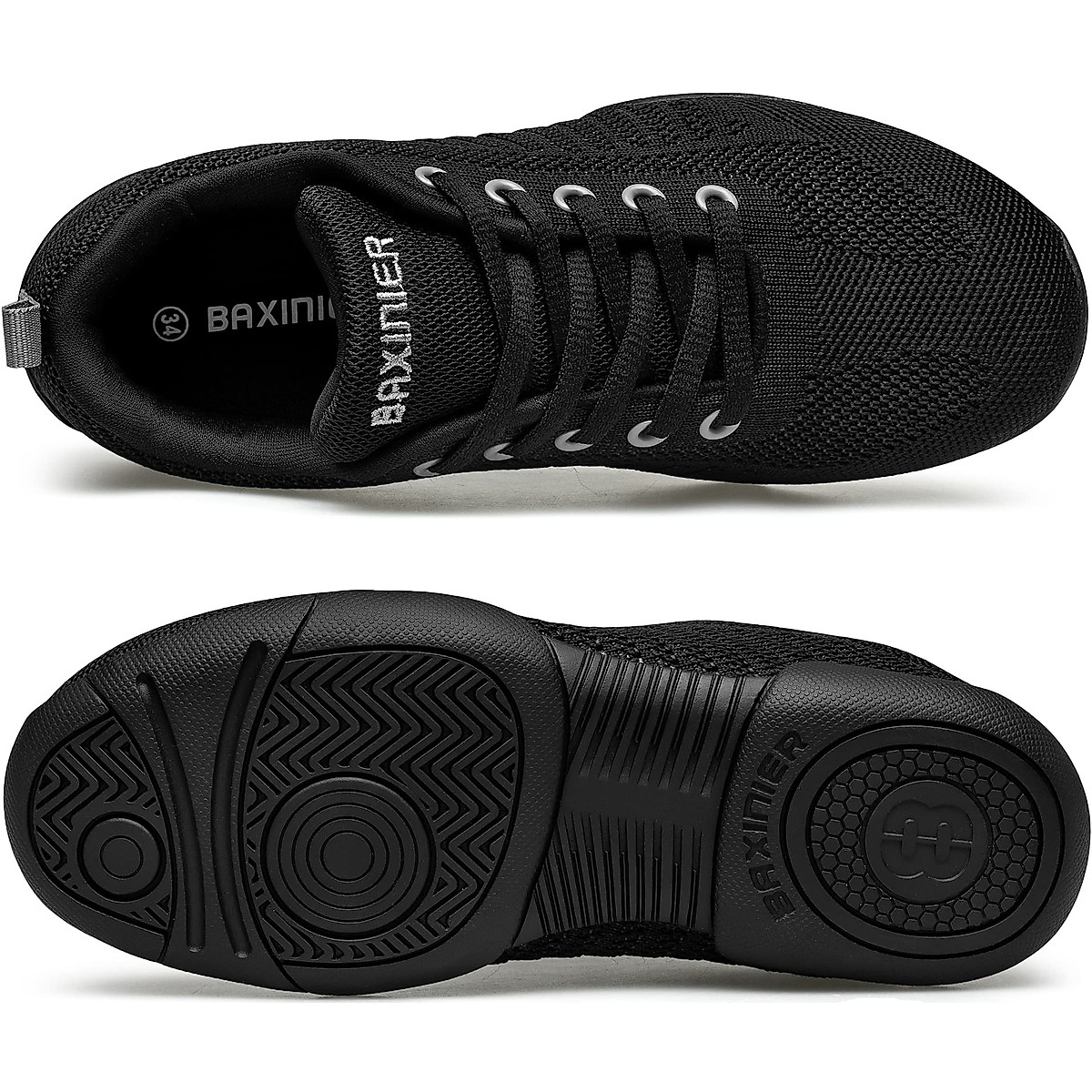BAXINIER Girls Black Cheerleading Shoes Breathable Youth Cheer Competition Sneakers Athletic Training Dance Tennis Walking Shoes - Black 8 Women