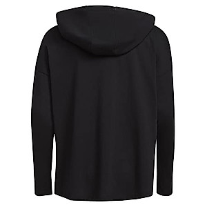 adidas Girls' Long Sleeve Hooded Graphic Tee, Black with Multicolor, 6X