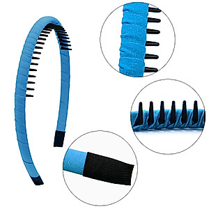 Duufin 12 Pieces Teeth Comb Headband Non-slip Hair Headband with Teeth Colorful Teeth Headbands for Women Girls, Candy Color