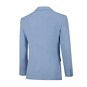 3 Piece Linen Suit for Men Slim Fit Summer Beach Lightweight Casual Suits Wedding Prom Tuxedos Blazer Vest&Pants Light Blue M