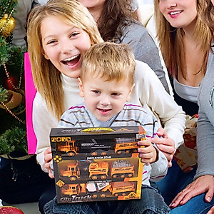 Liberty Imports 3 PCS Construction Trucks Toys for Kids, Big Rig Cargo Transport Model Vehicles Semi with Trailers Playset - Dump Truck, Cement Mixer, Excavator