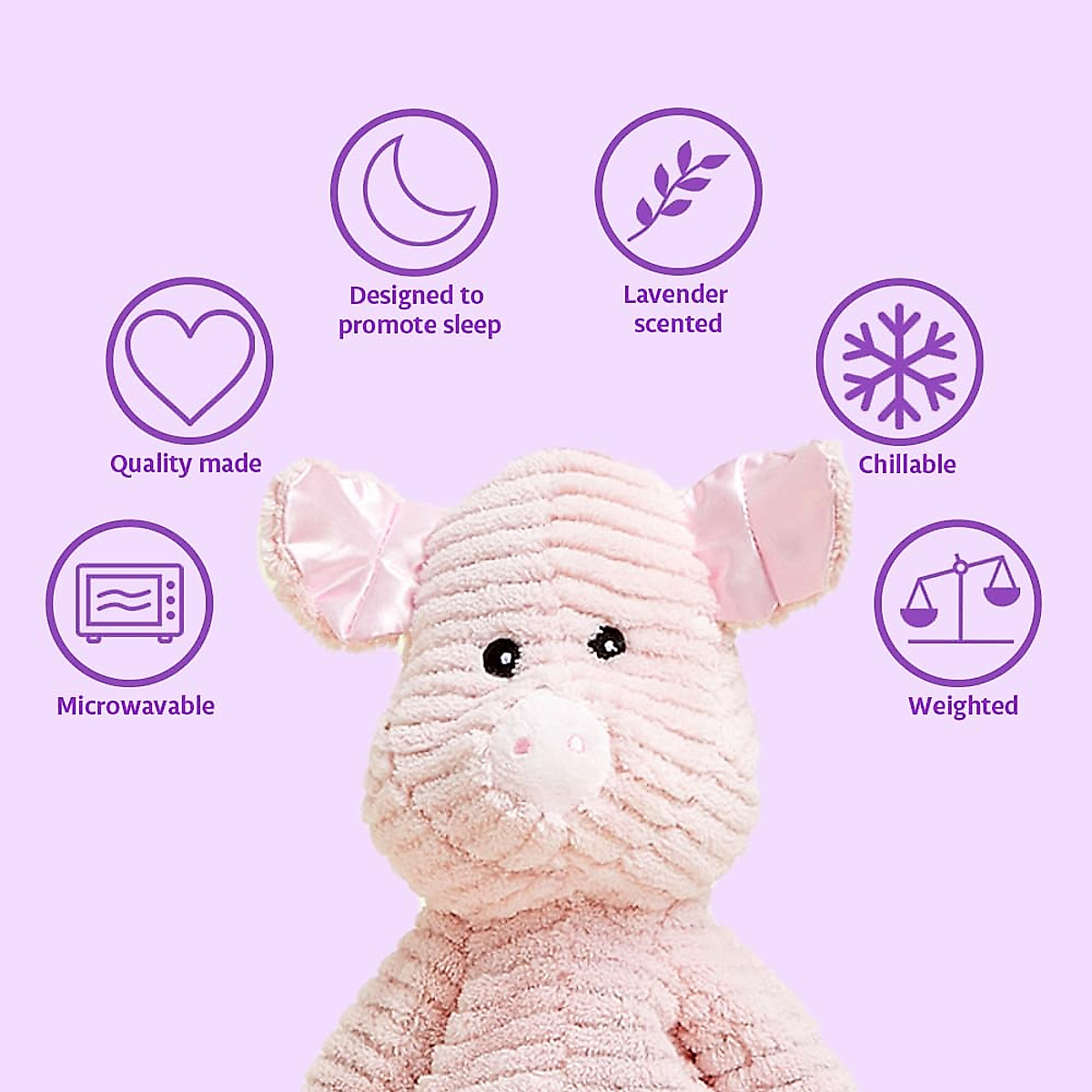 warmies Microwavable & Weighted Stuffed Animals, Pig - Heated Stuffed Animal Plushie for Warmth & Comfort - Cute Soft Plush Toys for Adults & Children (Boys, Girls, Babies & Toddlers)