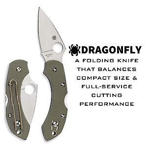 Spyderco Dragonfly Signature Knife with 2.28" VG-10 Steel Blade and Durable Foliage Green G-10 Handle - PlainEdge - C28GPFG