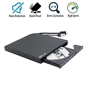 Ultra Slim External 4K UHD HD 3D Blu-ray Disc Player, USB Type-A & Type-C USB-C 2-In-1 6X BD-R BD-RE DL BDXL 100GB DVD-R M-Disc Burner Portable Optical Drive, for Windows 10 Mac OS Laptop & Desktop PC