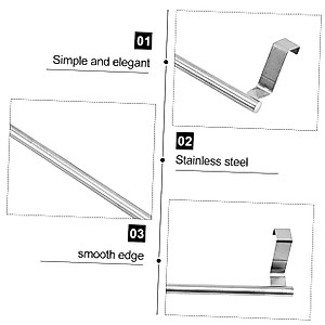 Zerodeko 2pcs Stainless Steel Towel Rack Over Door Towel Bar Over The Door Towel Holder Rattan Lamp Shade Cabinet Door Hanging Pole Cabinet Towel Holder Tea Towel Multifunction