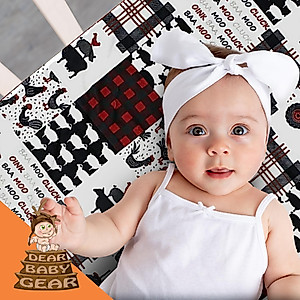 Dear Baby Gear Farm Deluxe Baby Blanket - Double Layer Reversible, Milestone & Infant Gifts for Girls and Boys - Toddler Blankets - Farm Faux Quilt Printed & Red Smooth Fabric, 40 x 30 Inches