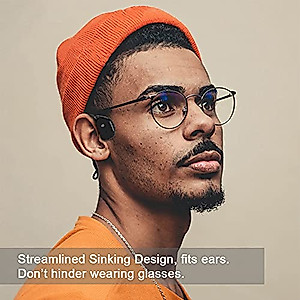 AIFMY Open Ear Wireless Air Conduction Headphones for Sports, Bluetooth 5.1Not in-Ear Headset with Mic,Black