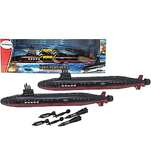 16.5 Inch Toy Navy Black Submarine with Sound Effects and Torpedo (2 Pack)