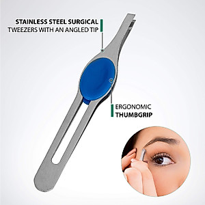 DB Tech Large 10" Suction Cup 8X Magnifying Mirror with Precision Tweezers w/Rubberized Grips, Triple Suction Cups for Lasting Hold on Most Flat Surfaces
