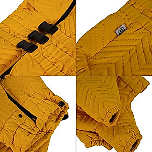Warm Dog Coat Double Layers Dog Vest, 4 Legs Covered Windproof Waterproof Reflective Warm Dog Vest Outdoor Skating Dog Costume for Small Medium Large Dogs Yellow XXL