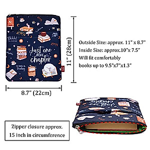 Just One More Chapter, Book Sleeve with Zipper and Front Pocket, Book Covers for Paperback, 11 x 8.5 Inch, Book Lovers Gifts