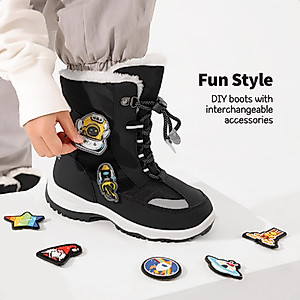 DREAM PAIRS Boys Toddler Snow Boots Slip Resistant Faux Fur Lined Mid Calf Little Kids Winter Shoes SDSB2312K Size 10 Toddler BLACK