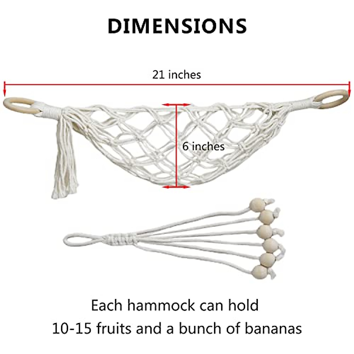 Evbopa Fruit Hammock Under Cabinet for Kitchen Macrame Haning Fruit Basket for Veggies Space Saving in Kitchen, Boat or RV