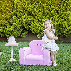 Mini Furniture Upholstered Personalized Kids Chair Checkers (Pink)