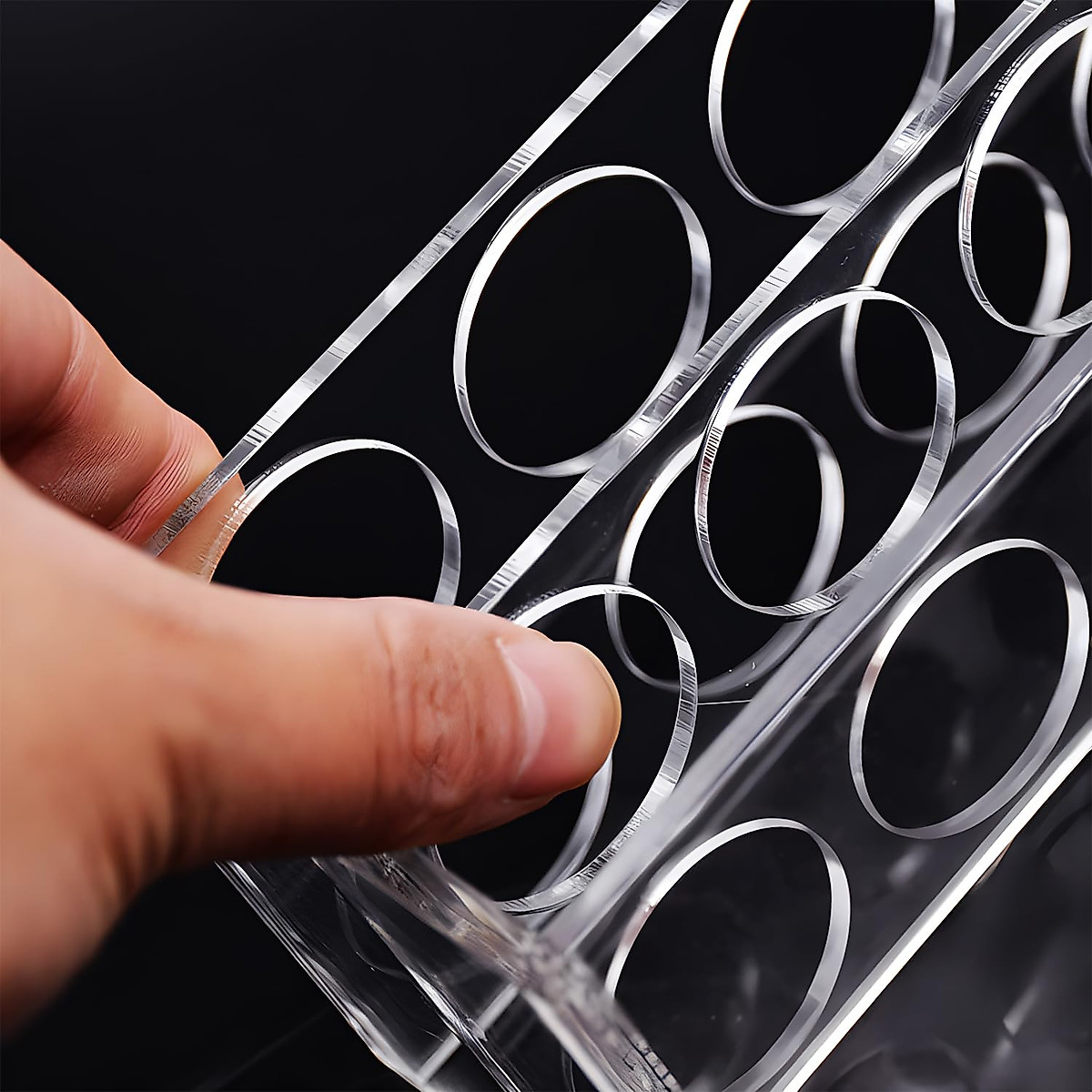 2 Pack Acrylic Test Tube Rack, 24Wells, for 5/9“ OD Tube (13 ±0.1mm，MAX for 14mm) Centrifuge Tube Holder for Labortory Holder Lab Test Tube Transparent