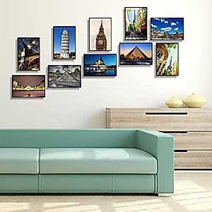 GOmaize Front Loading Black Picture Frame 4x6 Set of 10 Wall and Table Mounting