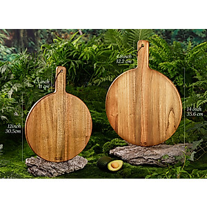 Luomal Wood Cutting Board with Handle, 16x8.2inch Acacia Wooden Serving Board for Kitchen, Cheese Charcuterie Board for Meat, Bread, Vegetables & Fruits (Gift Box Included)