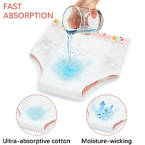 SYNPOS Reusable Baby Boys Girls Potty Training Pants 4 Pack Waterproof Breathable Underpants Cotton Soft Absorbent Training Underwear for Toddler Boys Girls 2T 3T 4T 5T